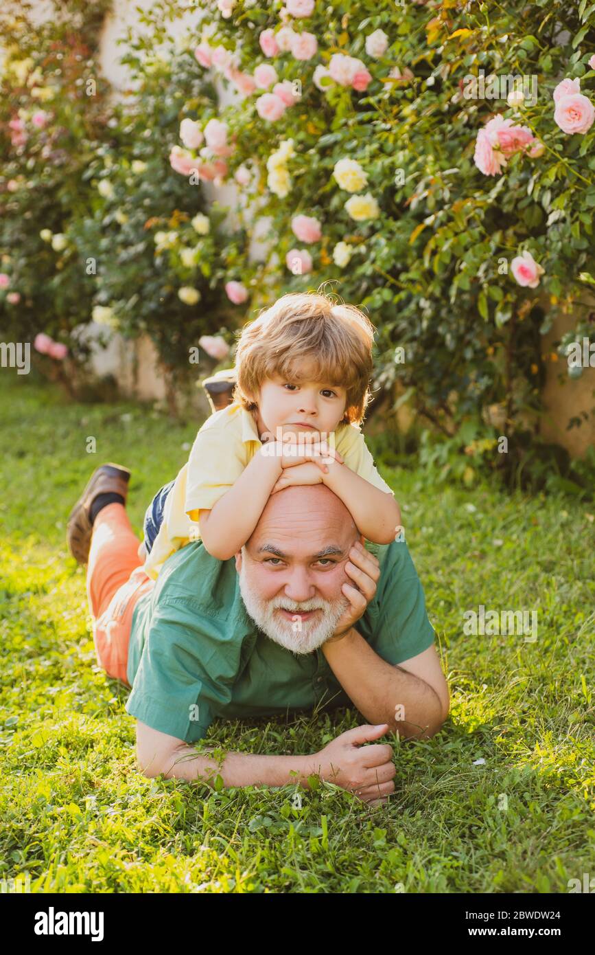 Old father play with son - happy fathers day, Father with Son having ...