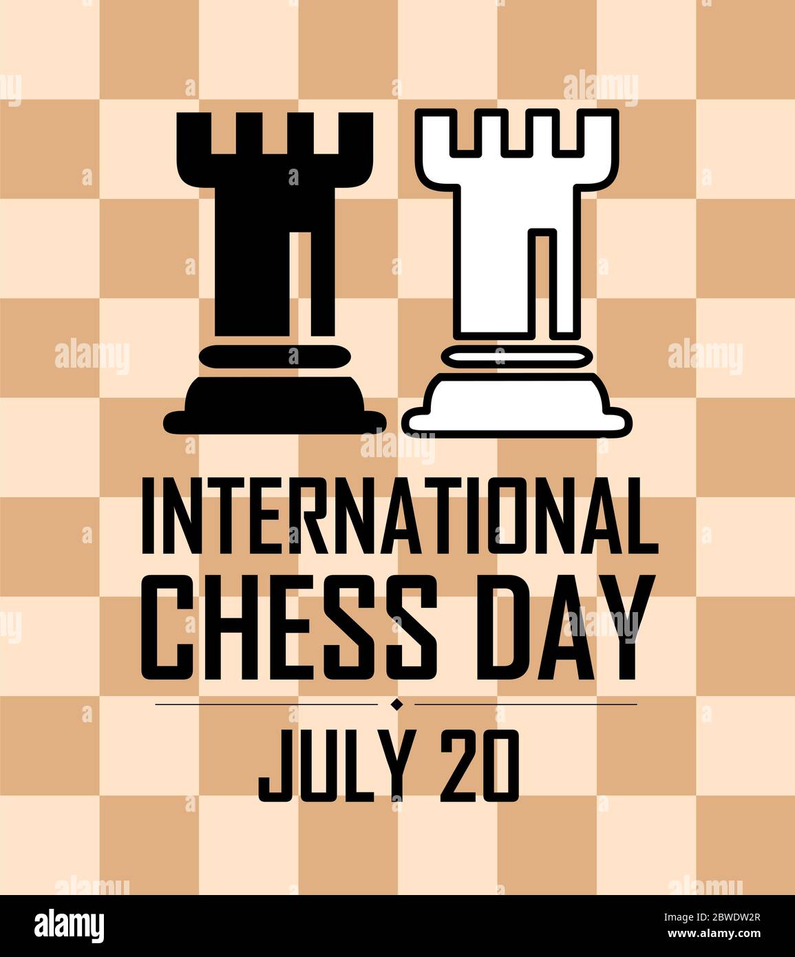 International Chess Day Vector Illustration on Chessboard Background ...