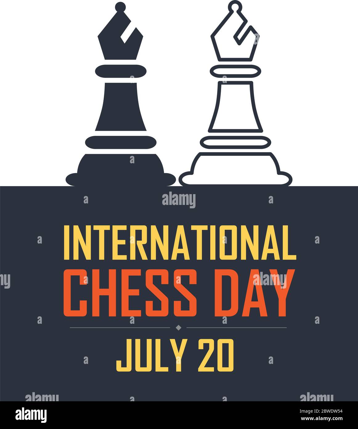 International Chess Day Vector Illustration on Dark Background. Chess ...