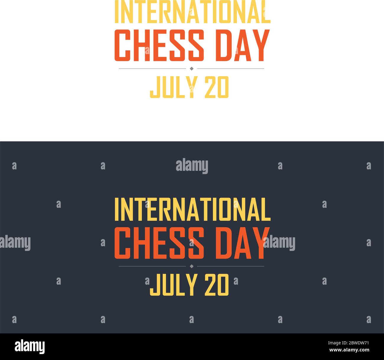 International Chess Day Colorful Typography Vector Illustration ...