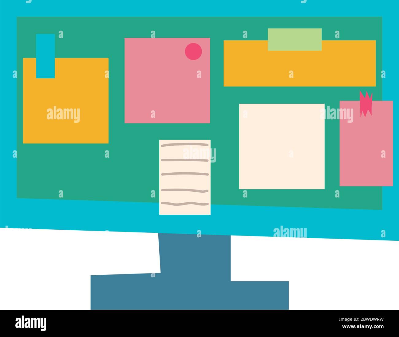 desktop with notes flat style icon Stock Vector Image & Art - Alamy