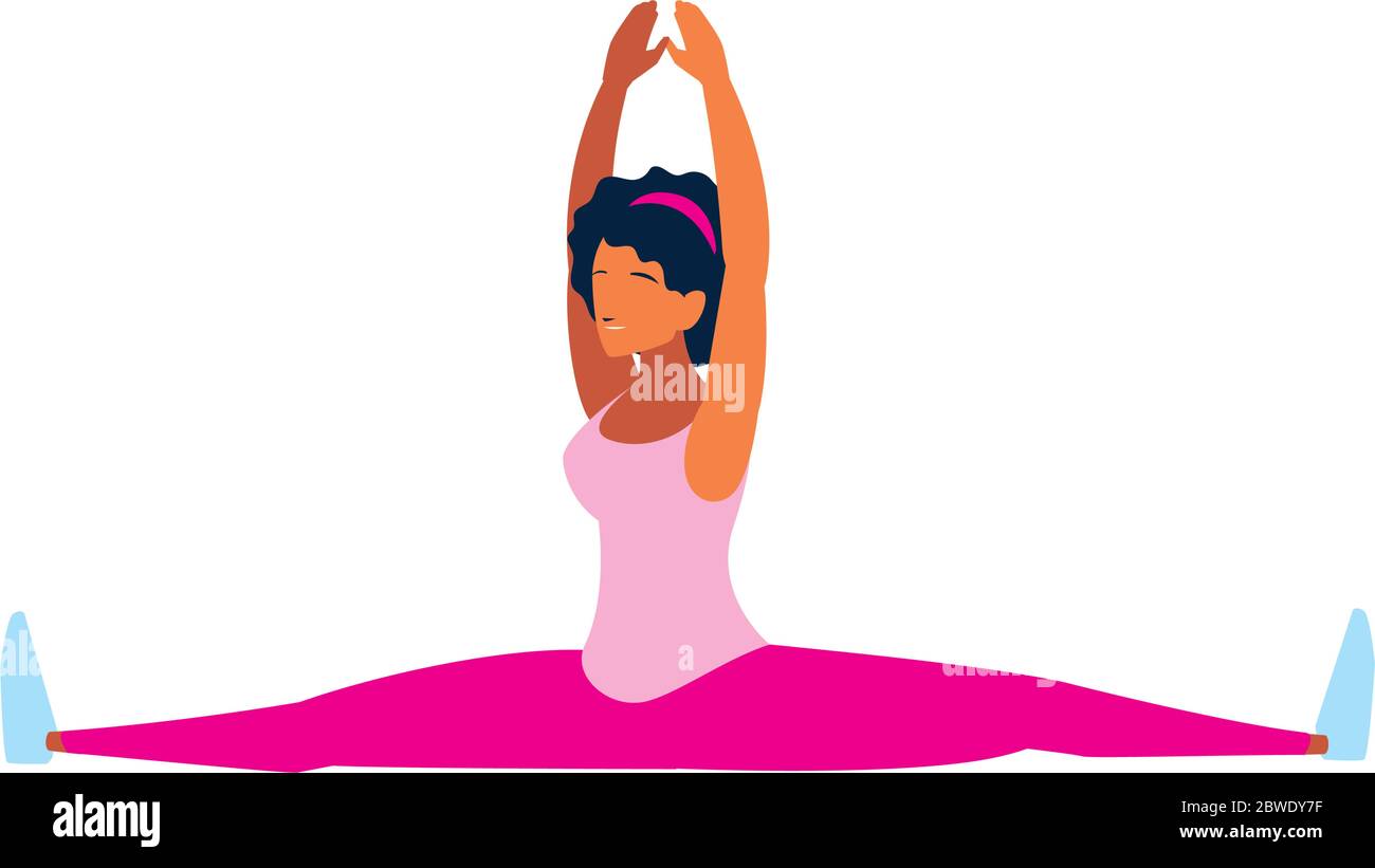 woman doing stretching exercises at home vector illustration design ...