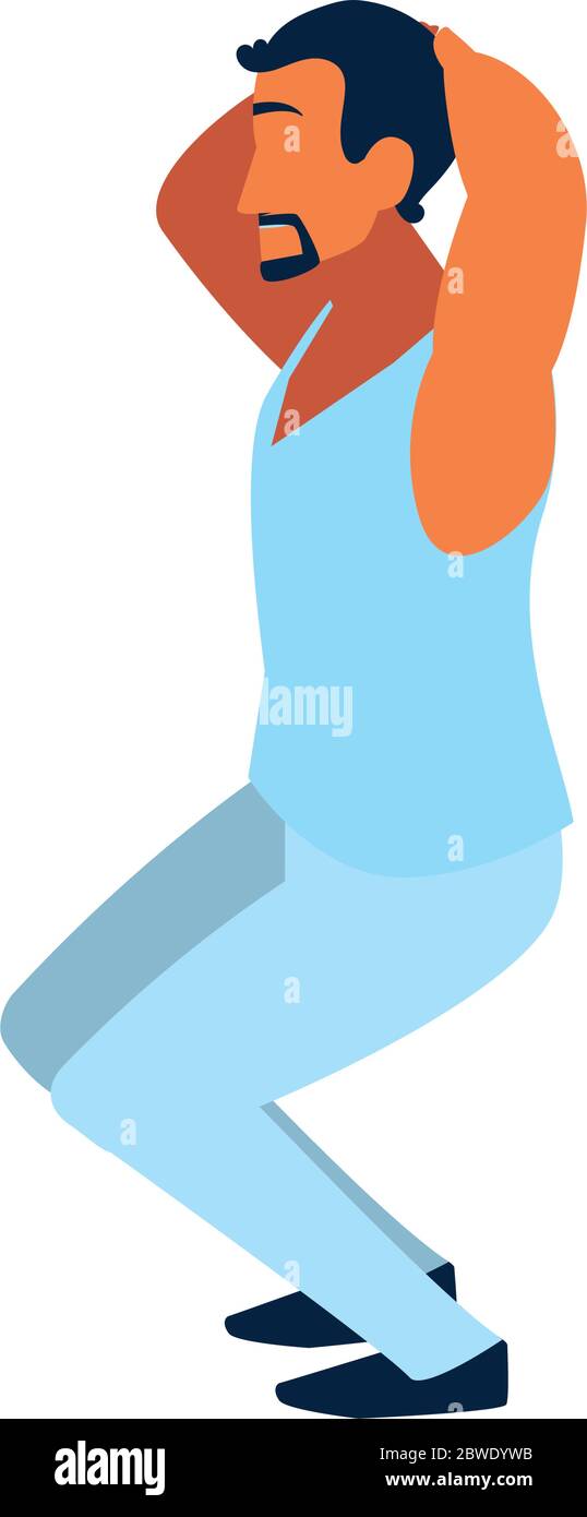 man doing muscle exercises at home vector illustration design Stock ...