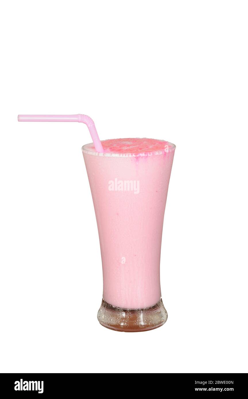 Strawberry shake on white background Stock Photo - Alamy