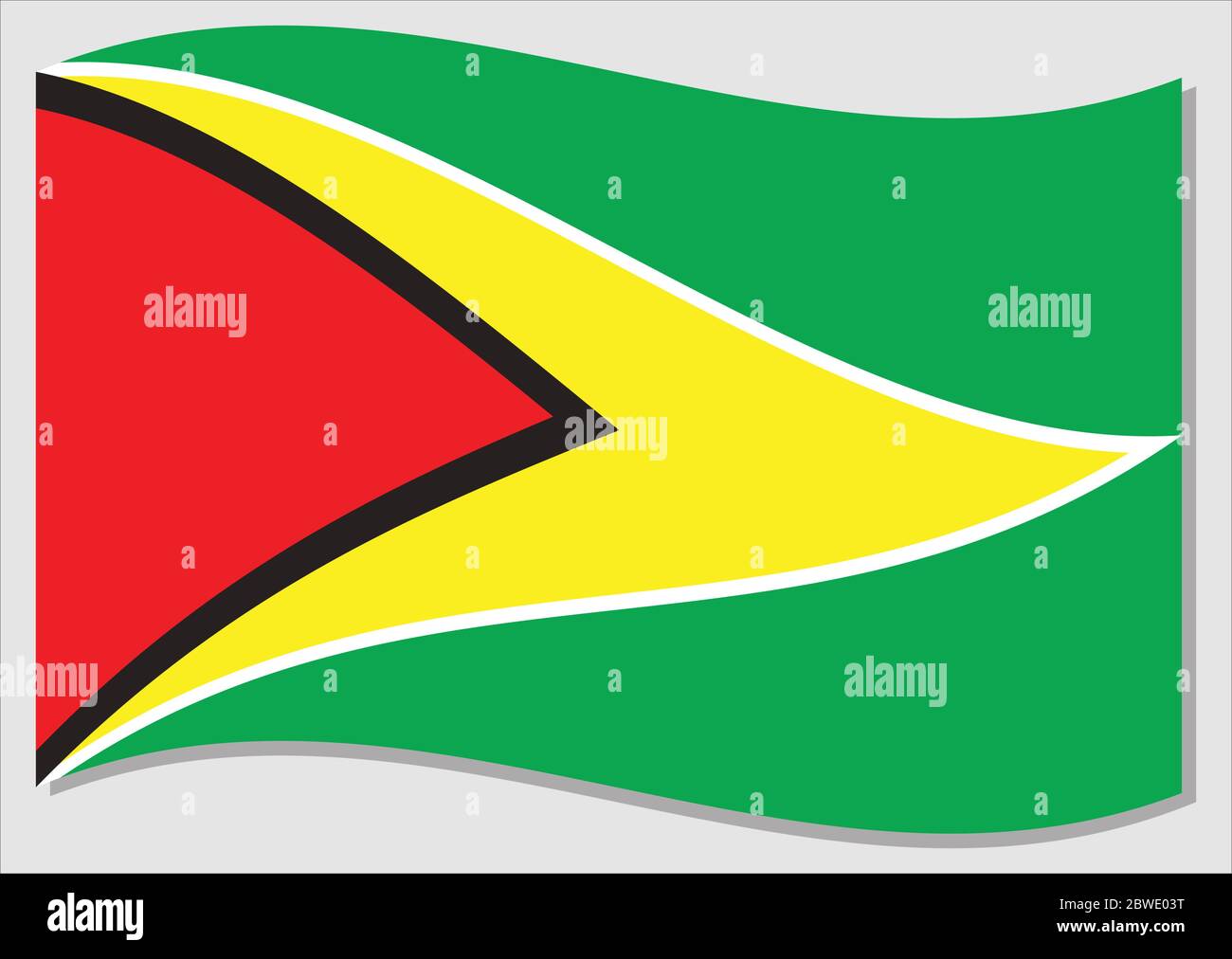 Waving flag of Guyana vector graphic. Waving Guyanese flag illustration. Guyana country flag ...