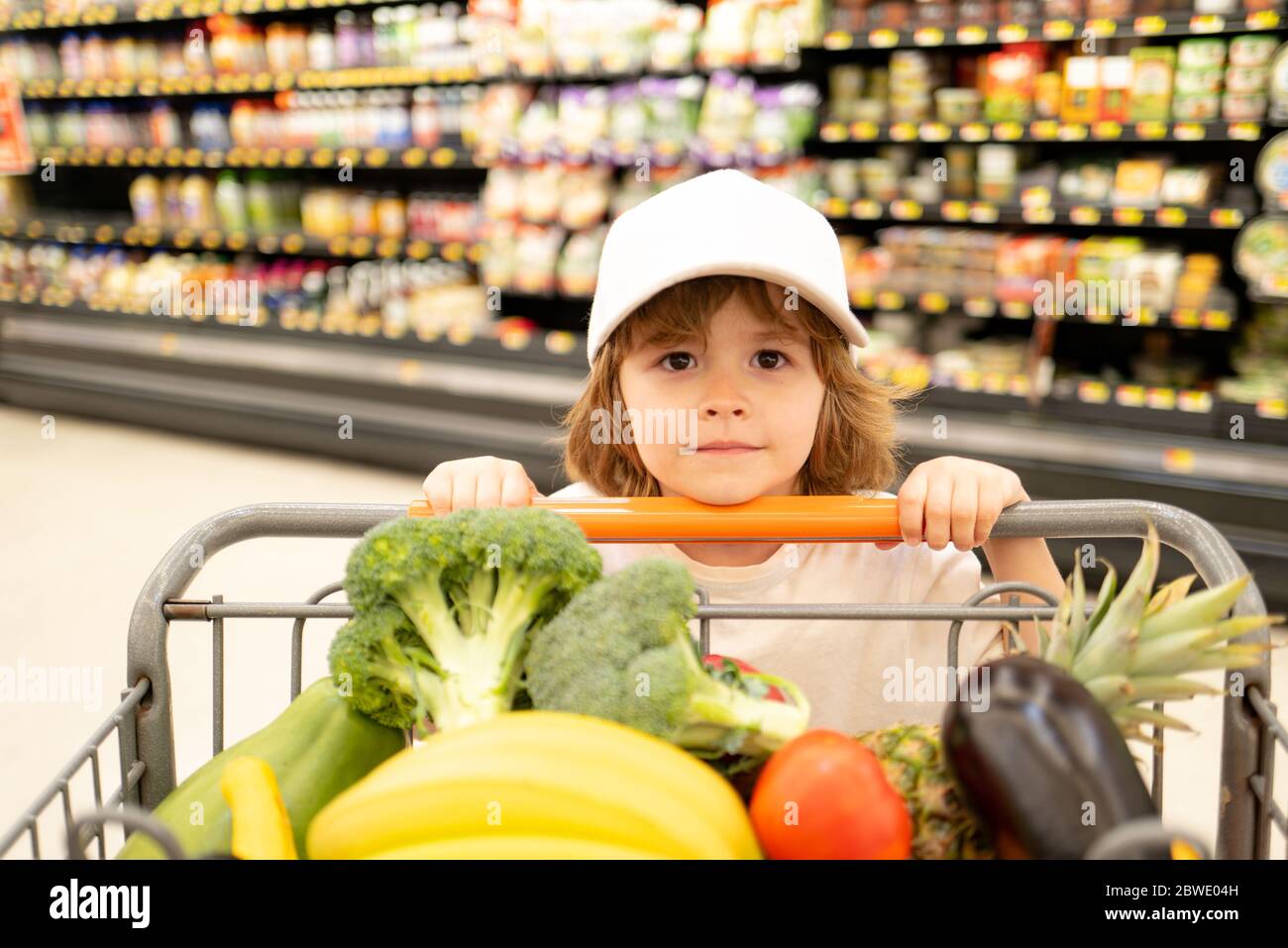Healthy lifestyle for young family with kids. Cute toddler boy in a ...