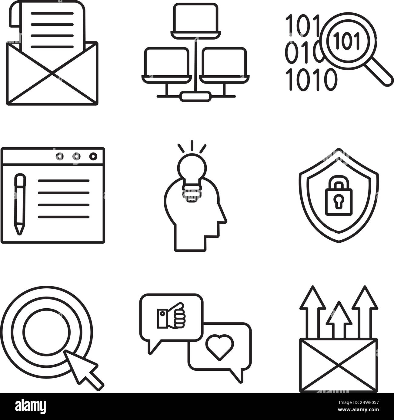 set of digital contents icons Stock Vector Image & Art - Alamy