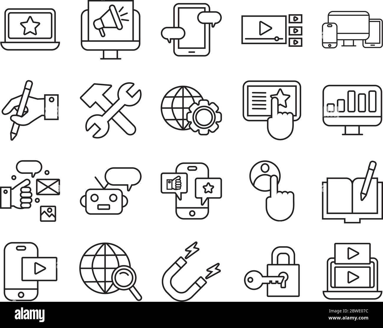 set of digital contents icons Stock Vector Image & Art - Alamy