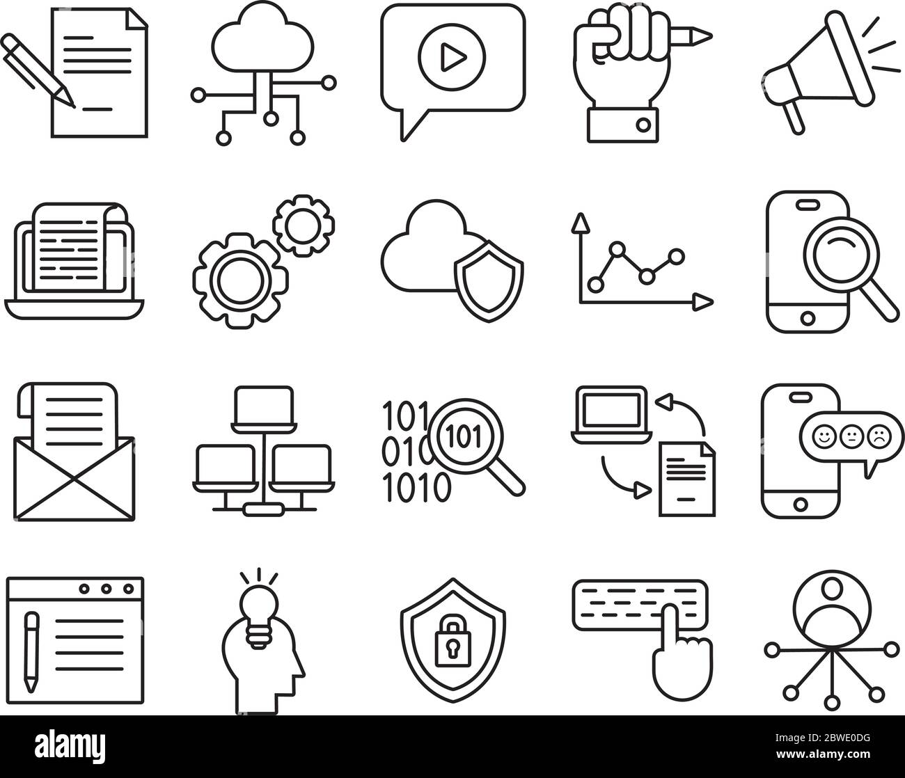set of digital contents icons Stock Vector Image & Art - Alamy