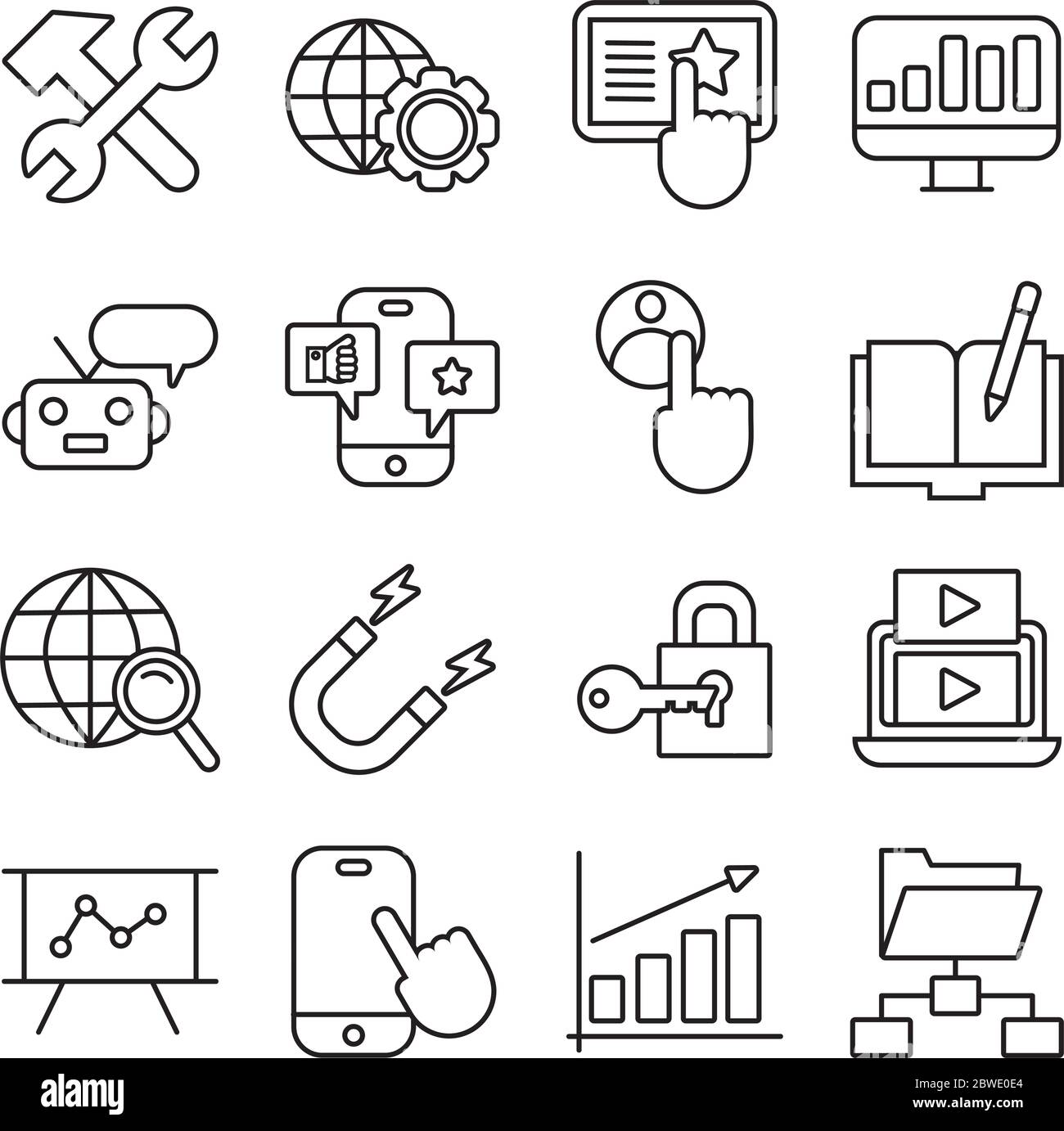 set of digital contents icons Stock Vector Image & Art - Alamy