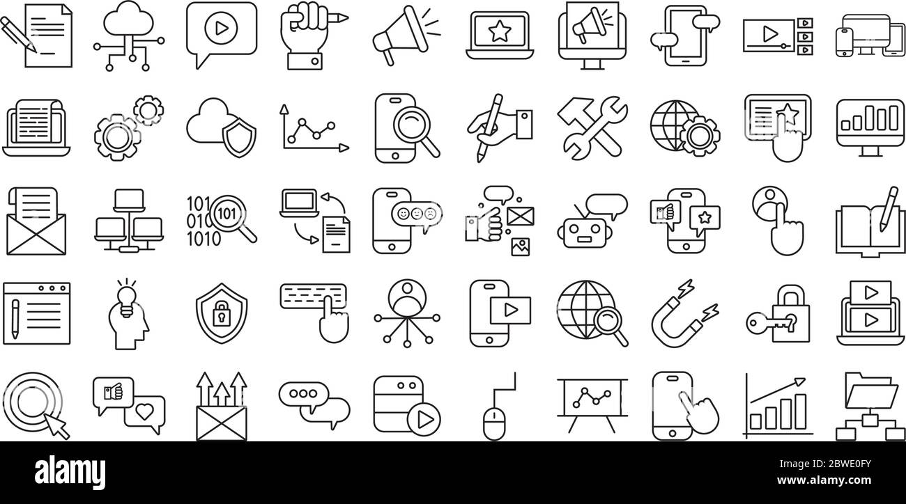 set of digital contents icons Stock Vector Image & Art - Alamy