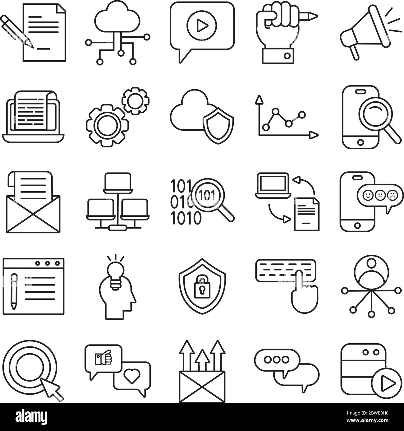 set of digital contents icons Stock Vector Image & Art - Alamy