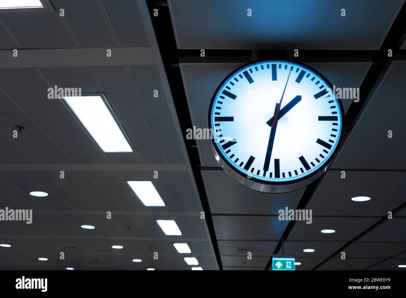 Modern street clock in a public place. Clock at the subway station ...