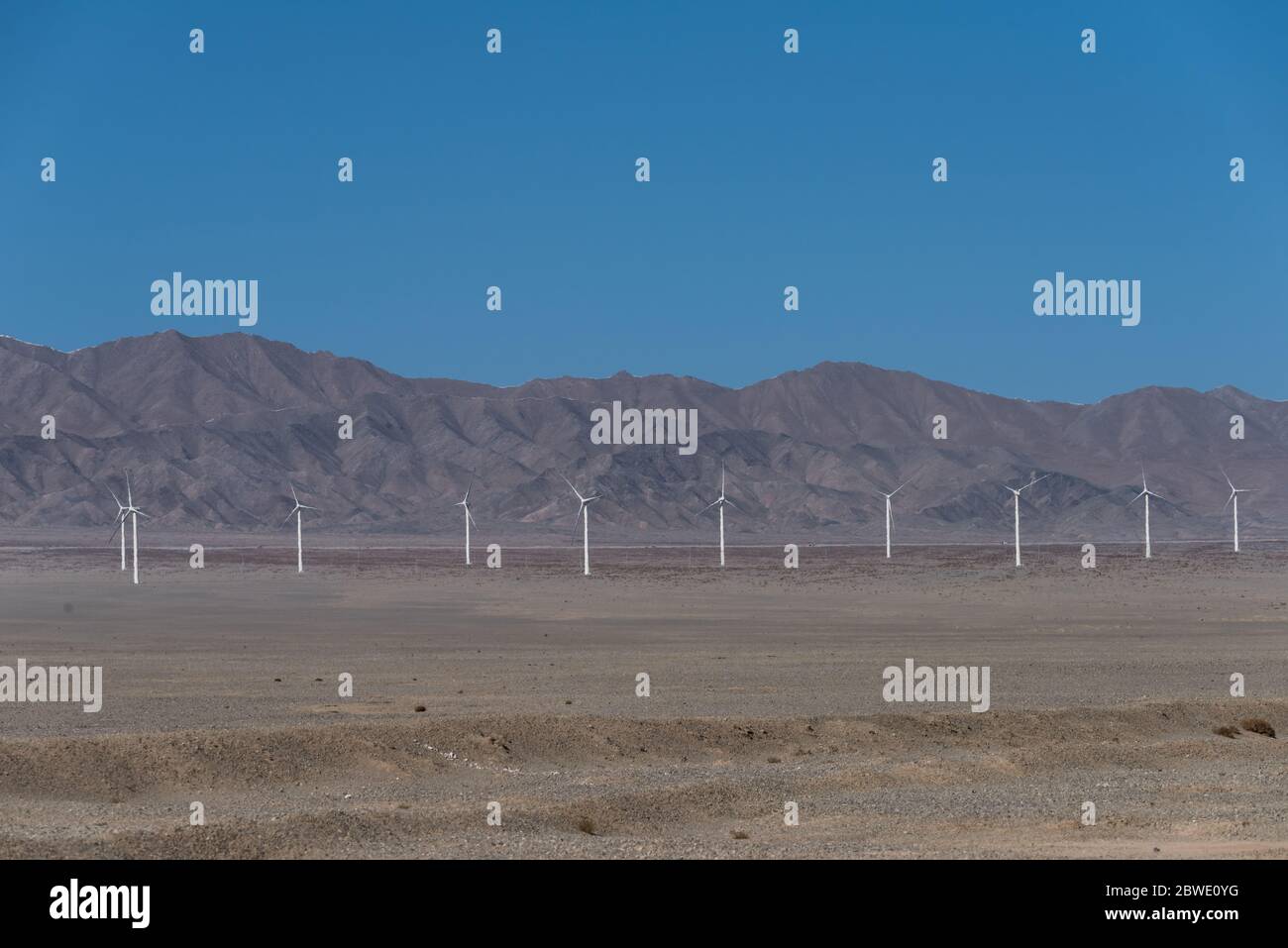 wind power plant on dry land Stock Photo - Alamy