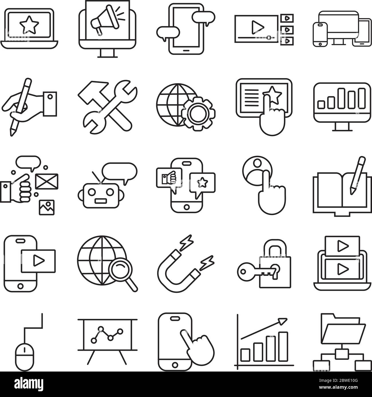 set of digital contents icons Stock Vector Image & Art - Alamy