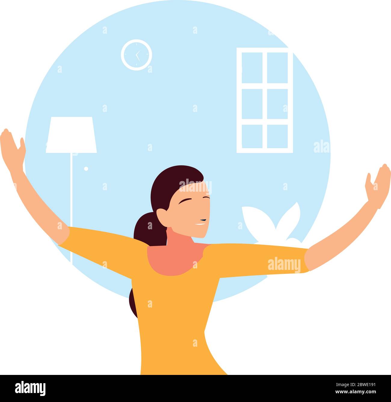 woman doing dance exercises at home vector illustration design Stock ...