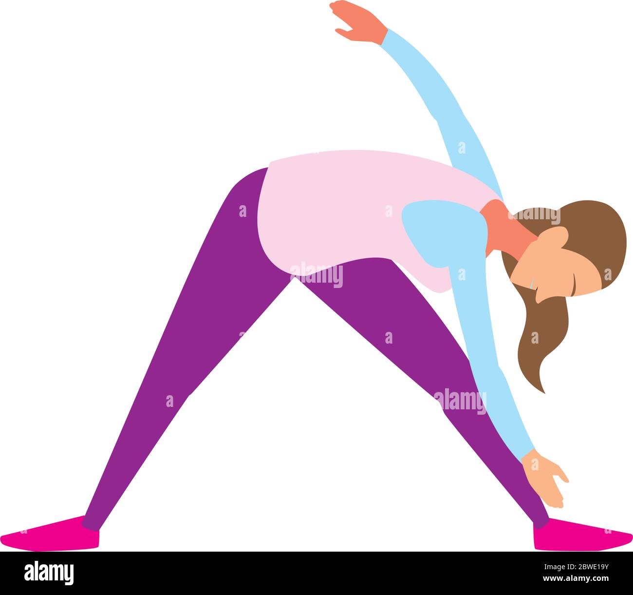woman doing stretching exercises at home vector illustration design ...