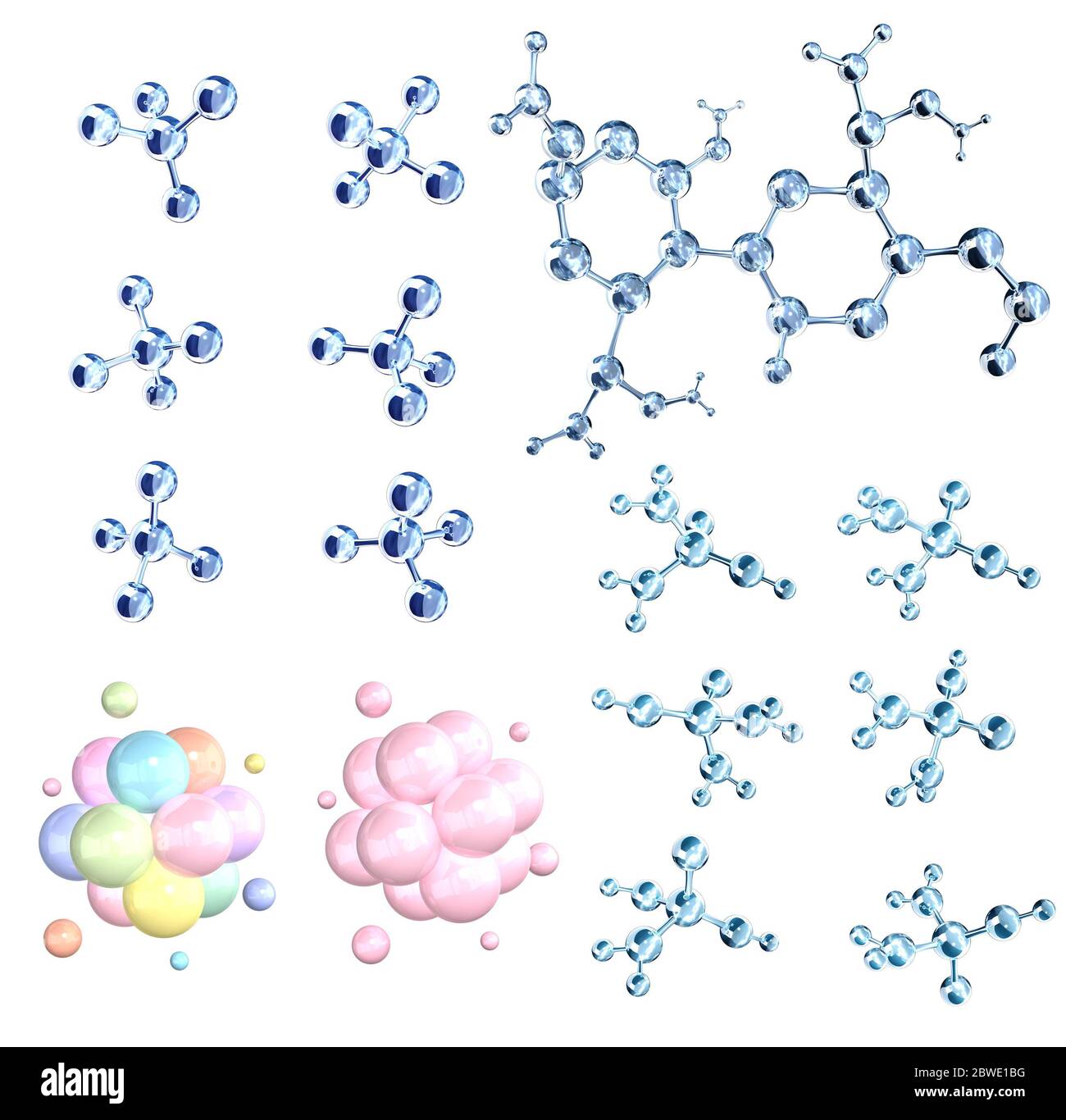 Collection of models of abstract molecular structure. View from ...