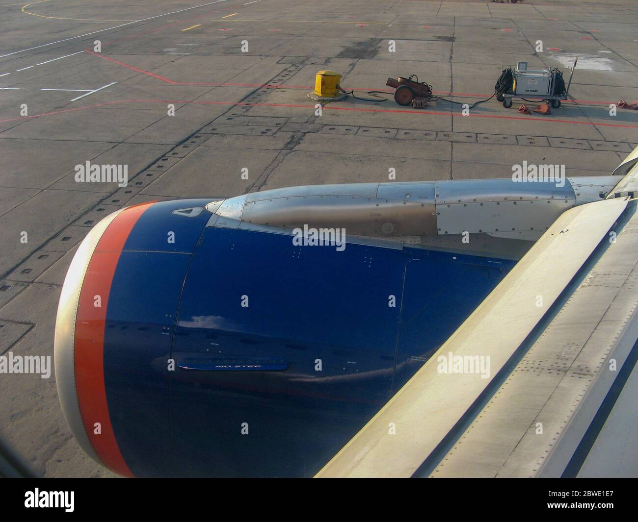 flight From Chelyabinsk to Moscow. Outside view of airplane on the ...