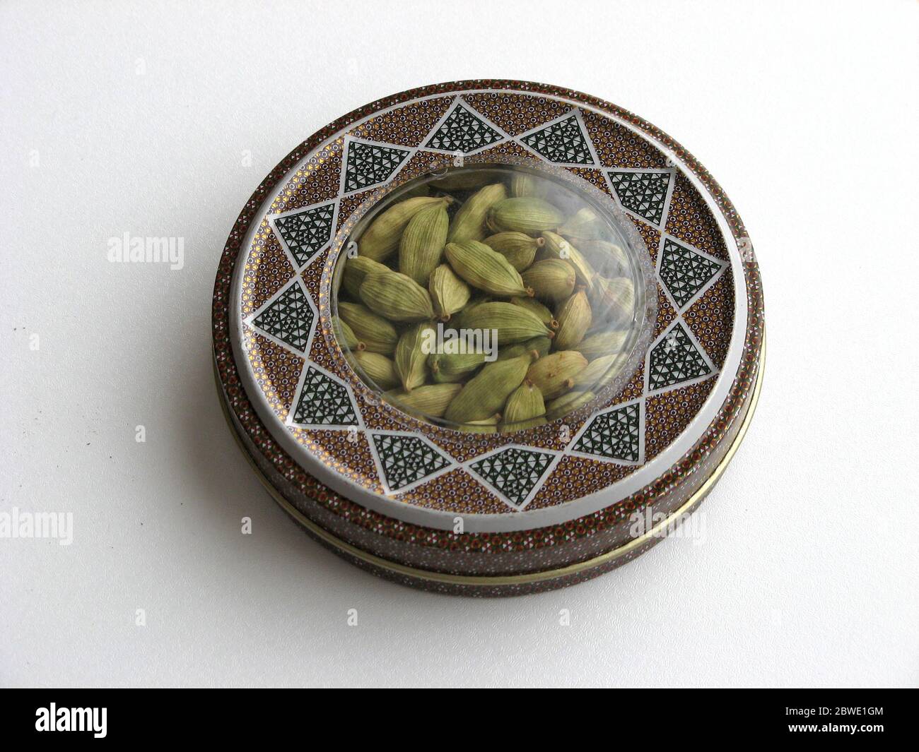 Mashhad, IRAN, 01 03 2020: Close up of green cardamom pods into ...