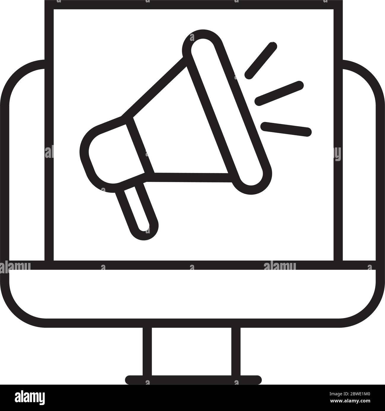 desktop computer with megaphone line style icon Stock Vector Image ...