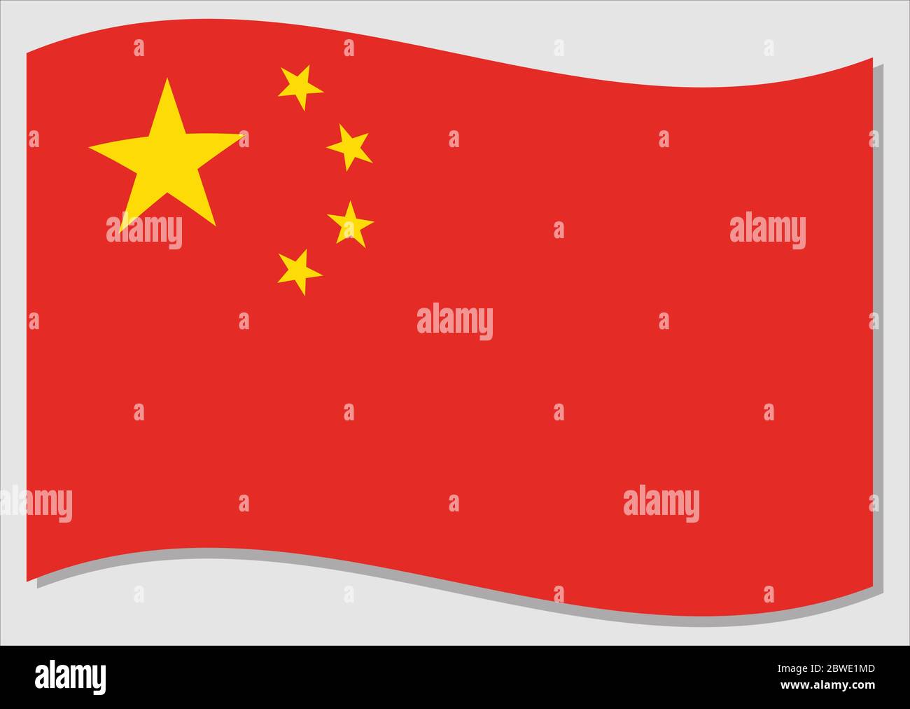 Waving flag of China vector graphic. Waving Chinese flag illustration ...