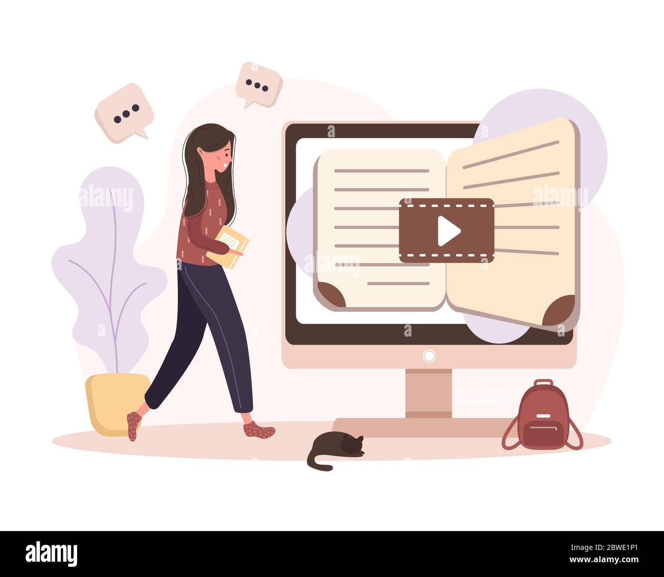 Online education. Flat design concept of training and video tutorials ...
