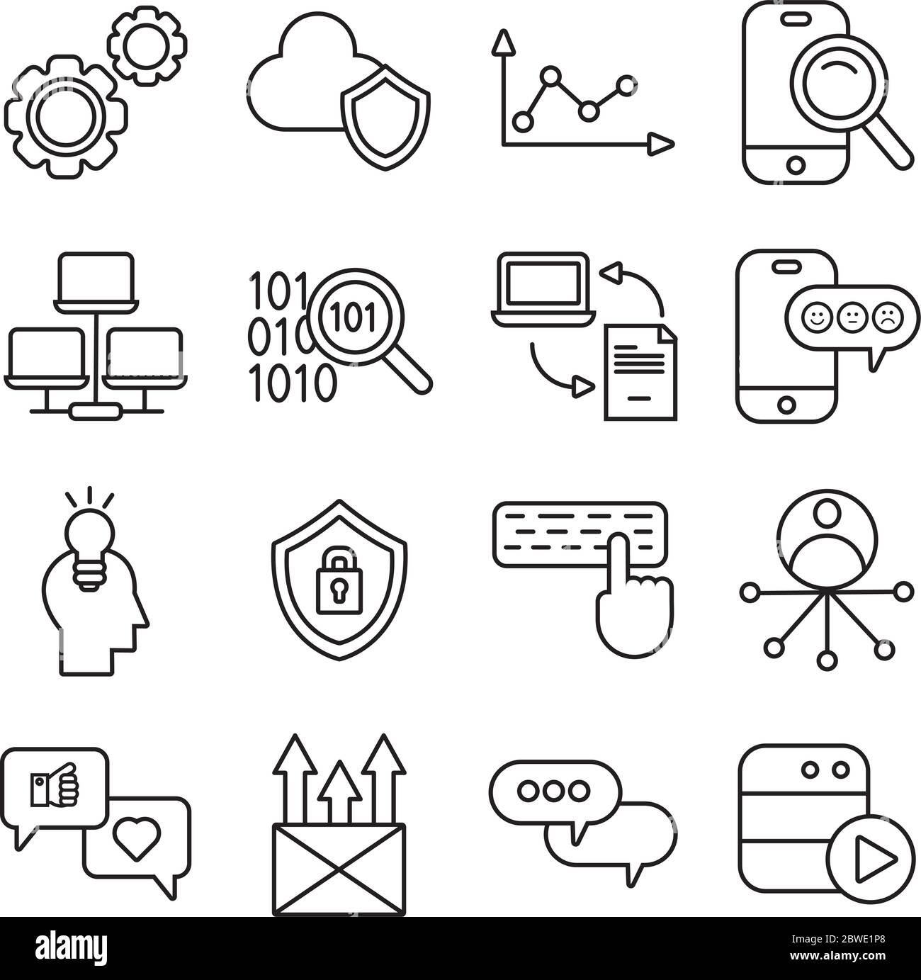set of digital contents icons Stock Vector Image & Art - Alamy