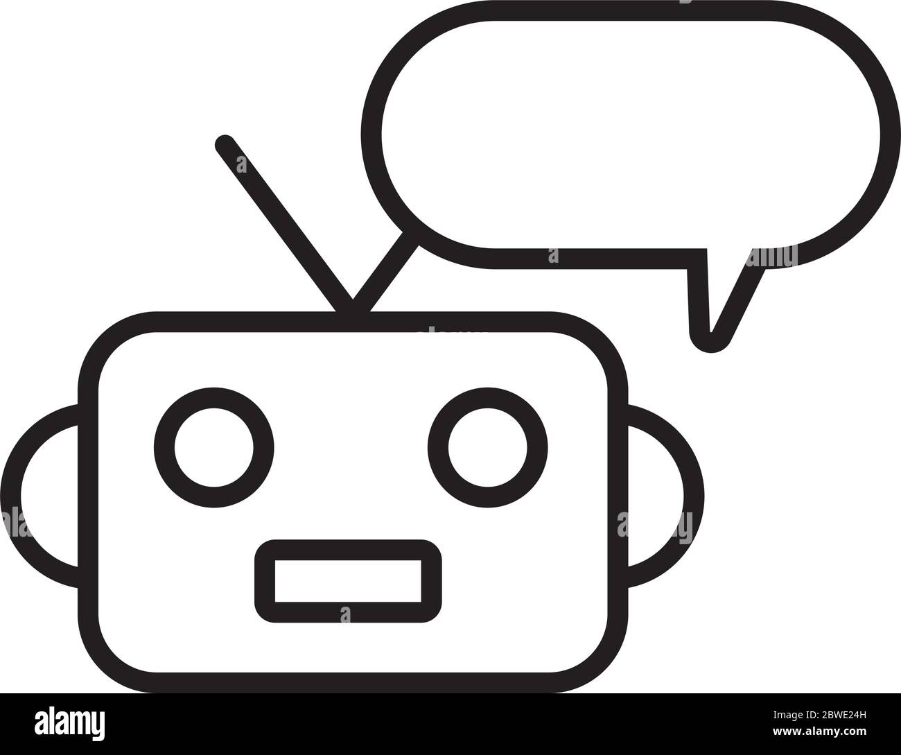 robot with speech bubble line style Stock Vector Image & Art - Alamy