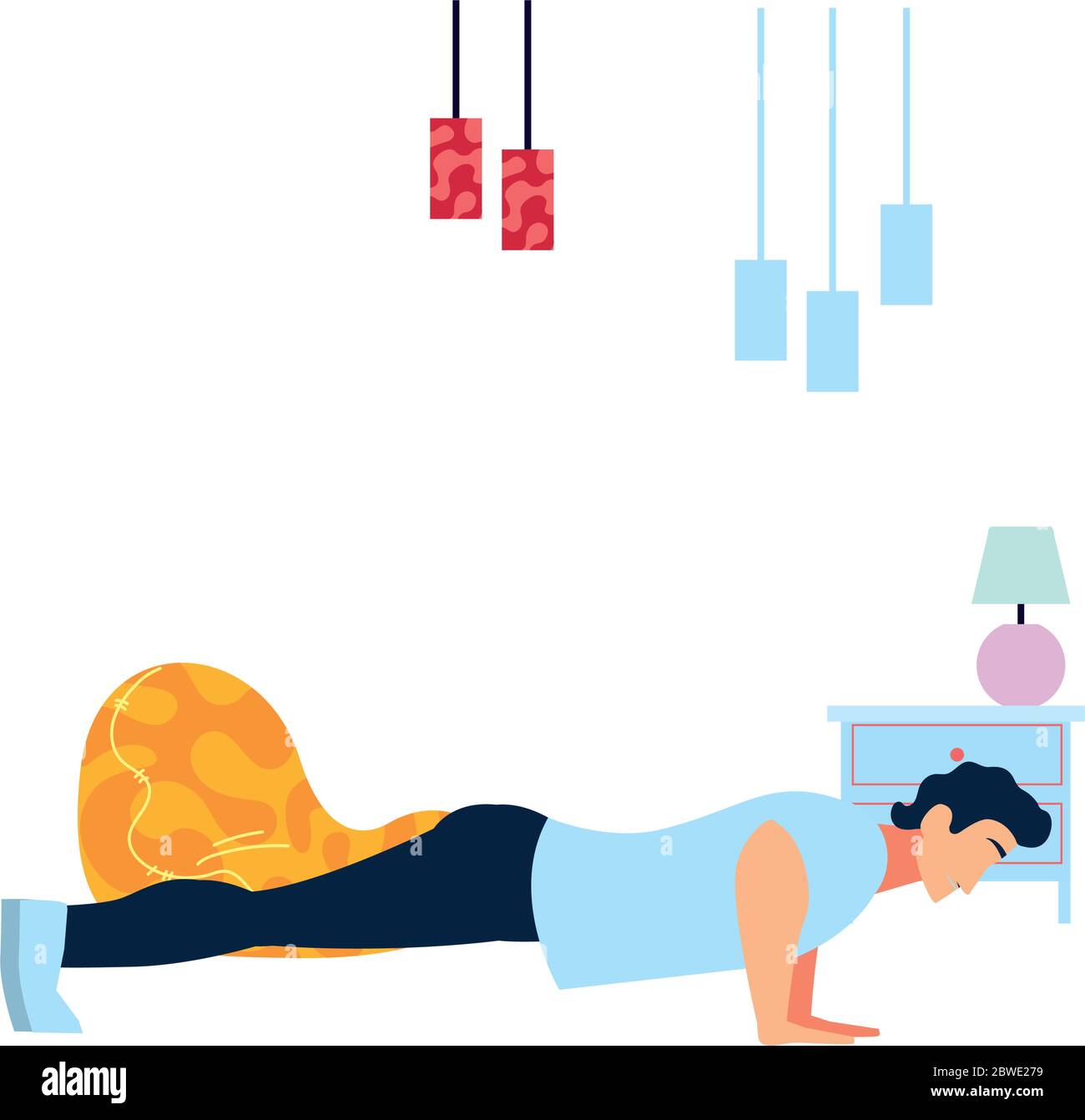 man doing muscle exercises at home vector illustration design Stock ...