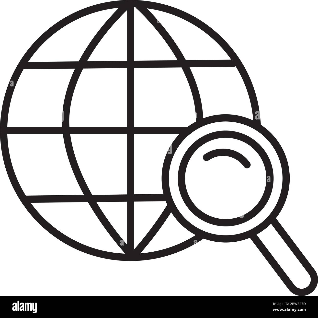 magnifying glass with sphere browser line style Stock Vector Image ...