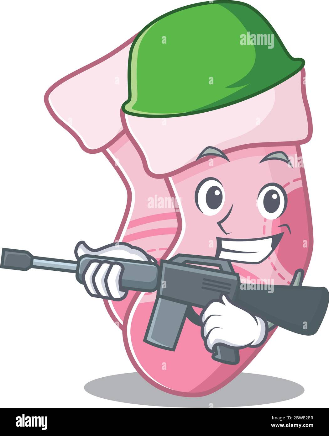 A cartoon picture of Army baby socks holding machine gun Stock Vector ...