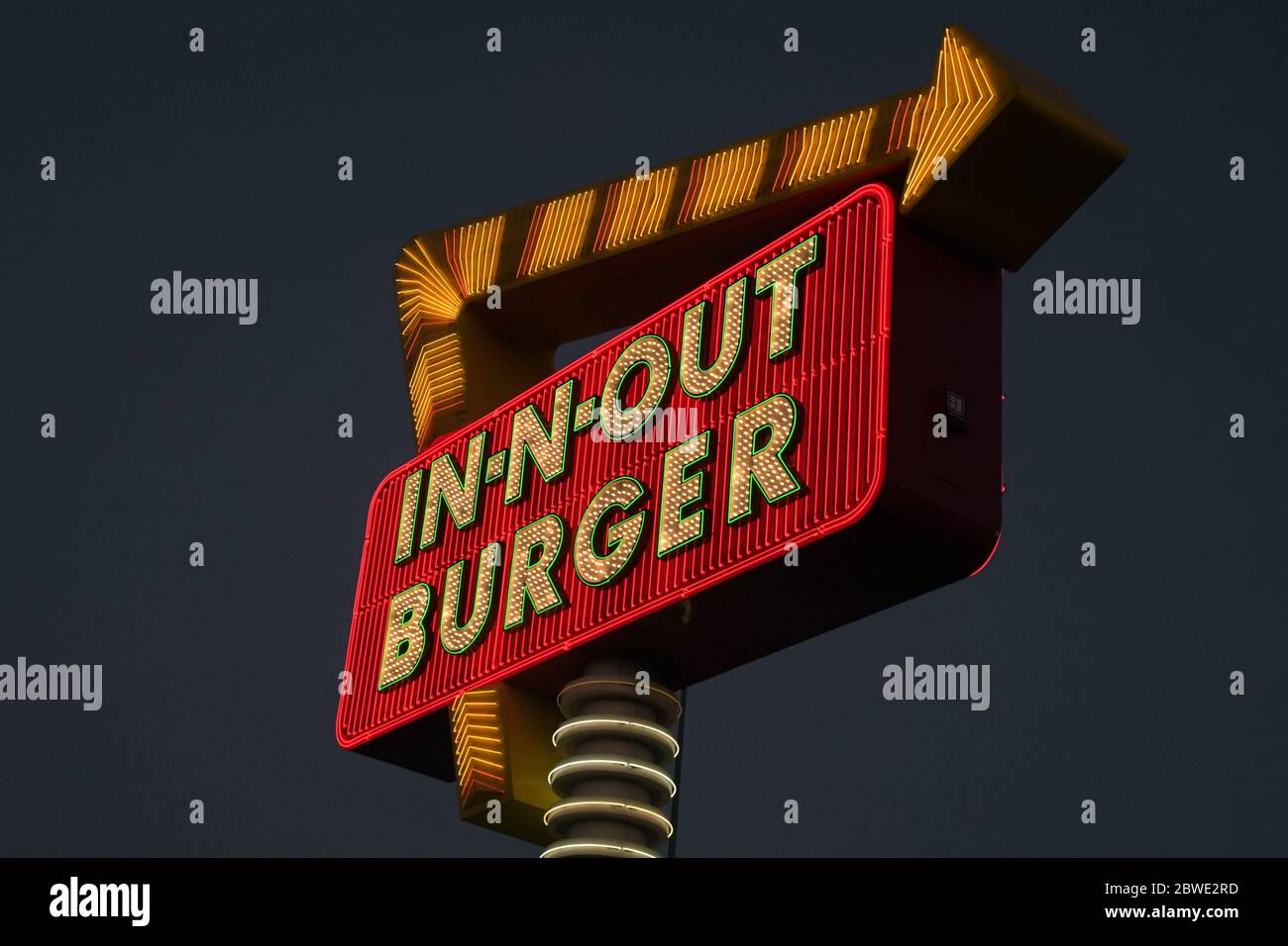 An In-N-Out Burger neon sign amid the global coronavirus COVID-19 ...