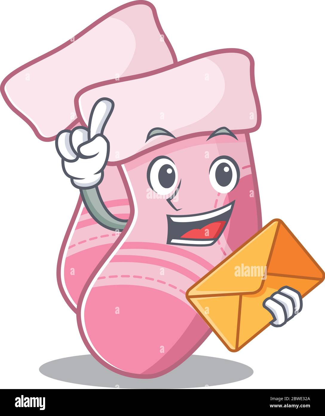A picture of cheerful baby socks cartoon design with brown envelope ...