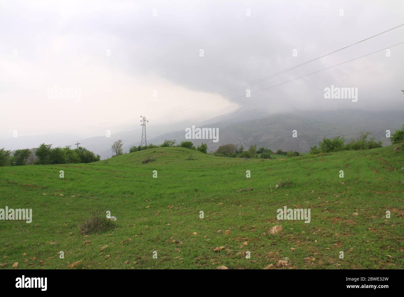 Landscape of a beautiful plain near the Alborz mountains in Iran, Gilan ...