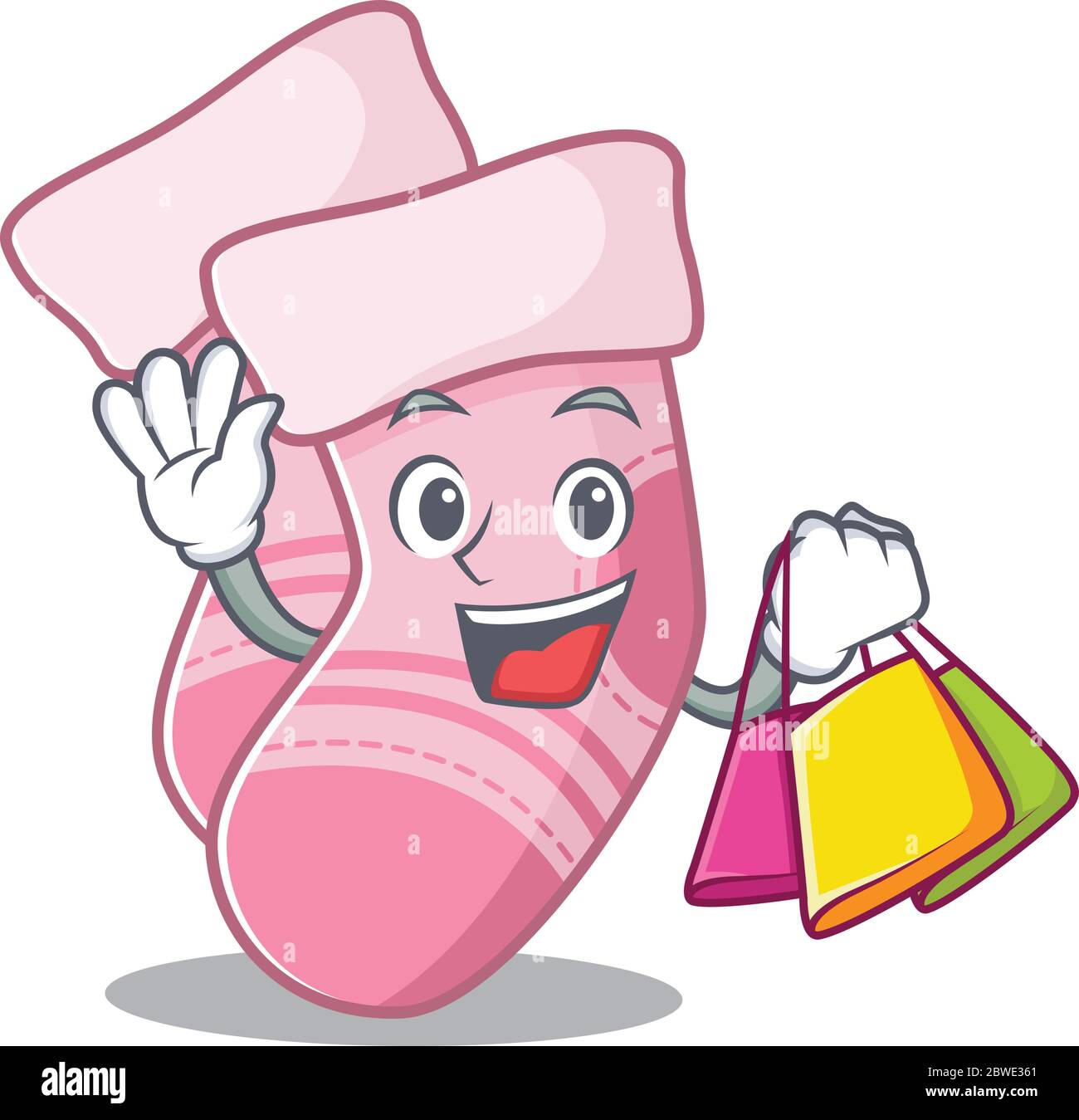 wealthy baby socks cartoon character with shopping bags Stock Vector ...