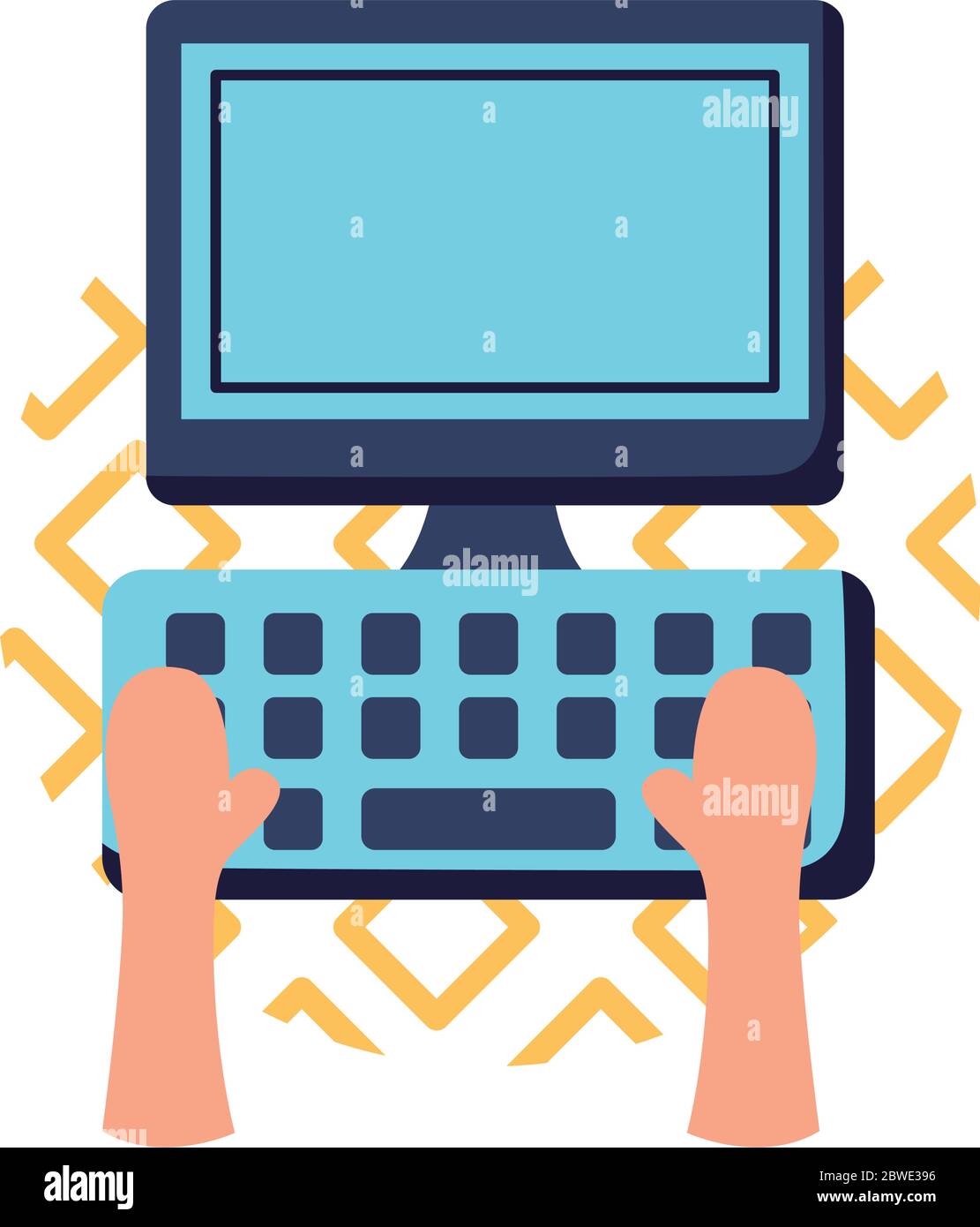 Hands on computer flat style icon vector design Stock Vector Image ...
