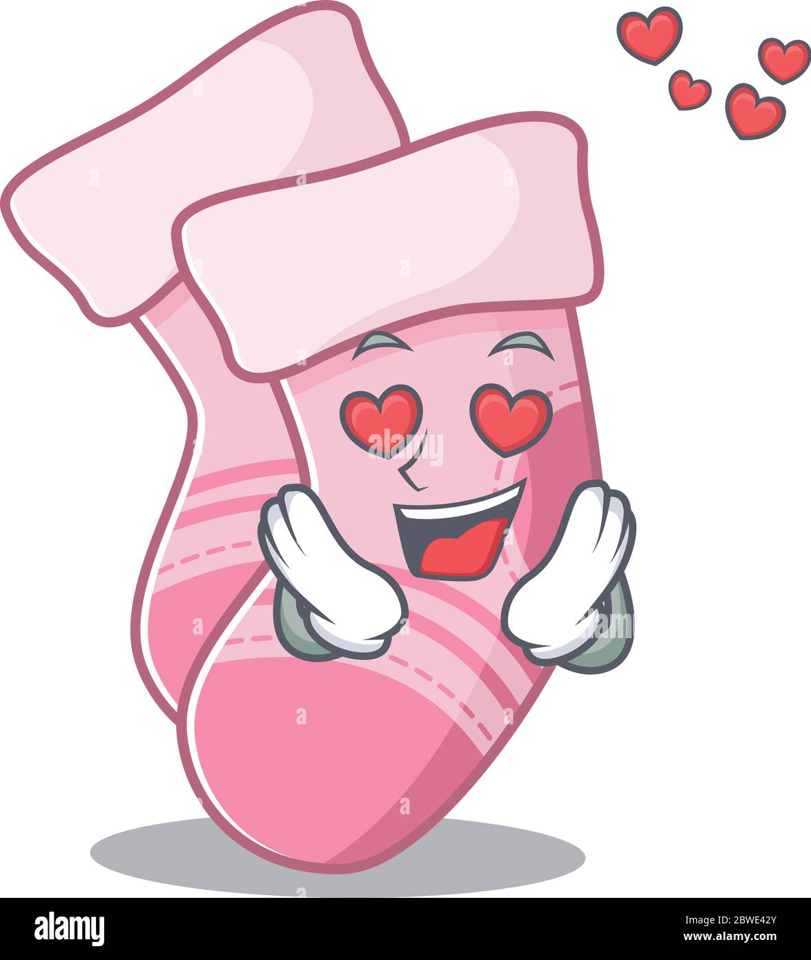 Romantic baby socks cartoon character has a falling in love eyes Stock ...