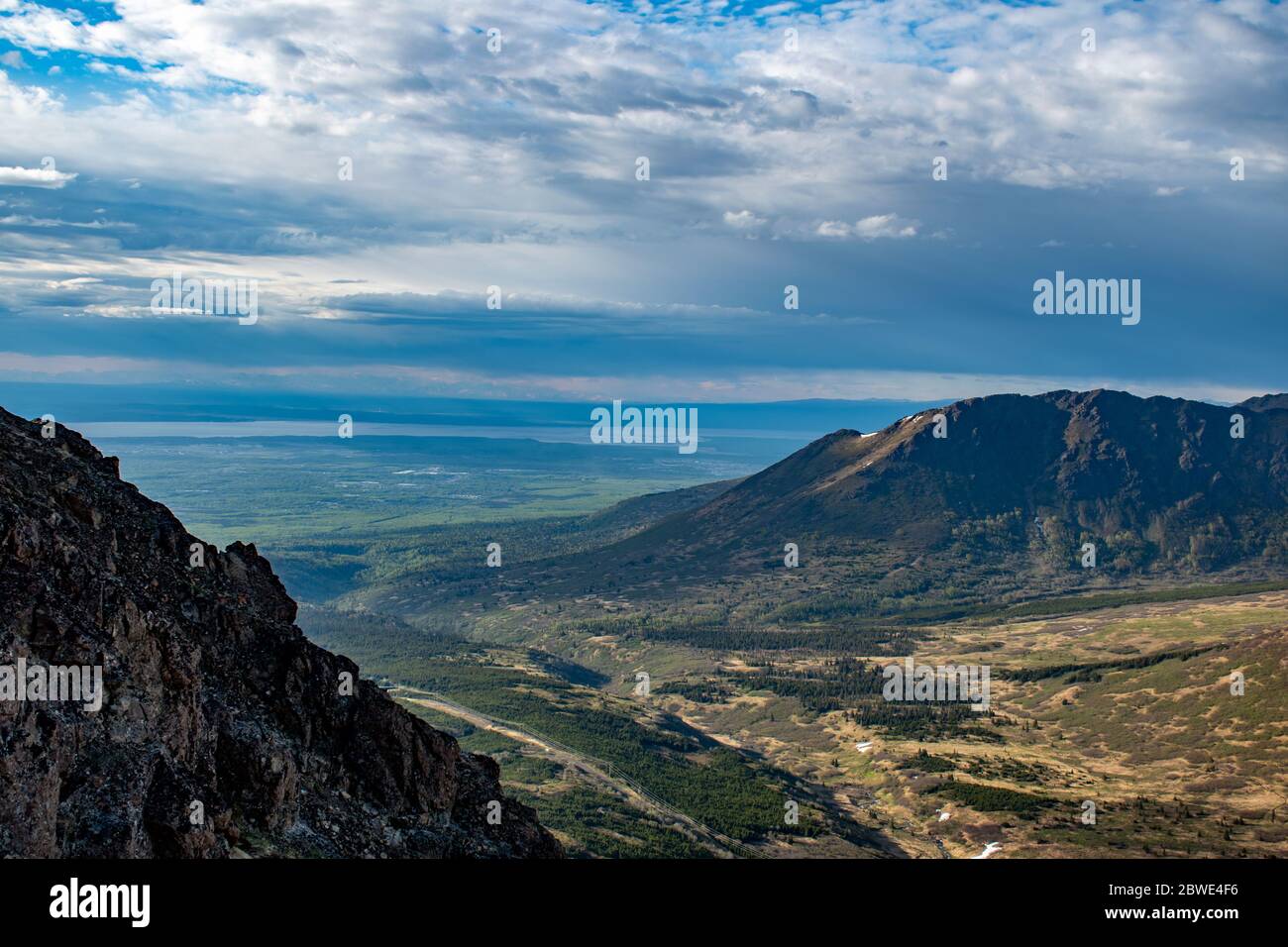 View northwards towards Knik Arm from Flattop Mountain Trail Stock ...