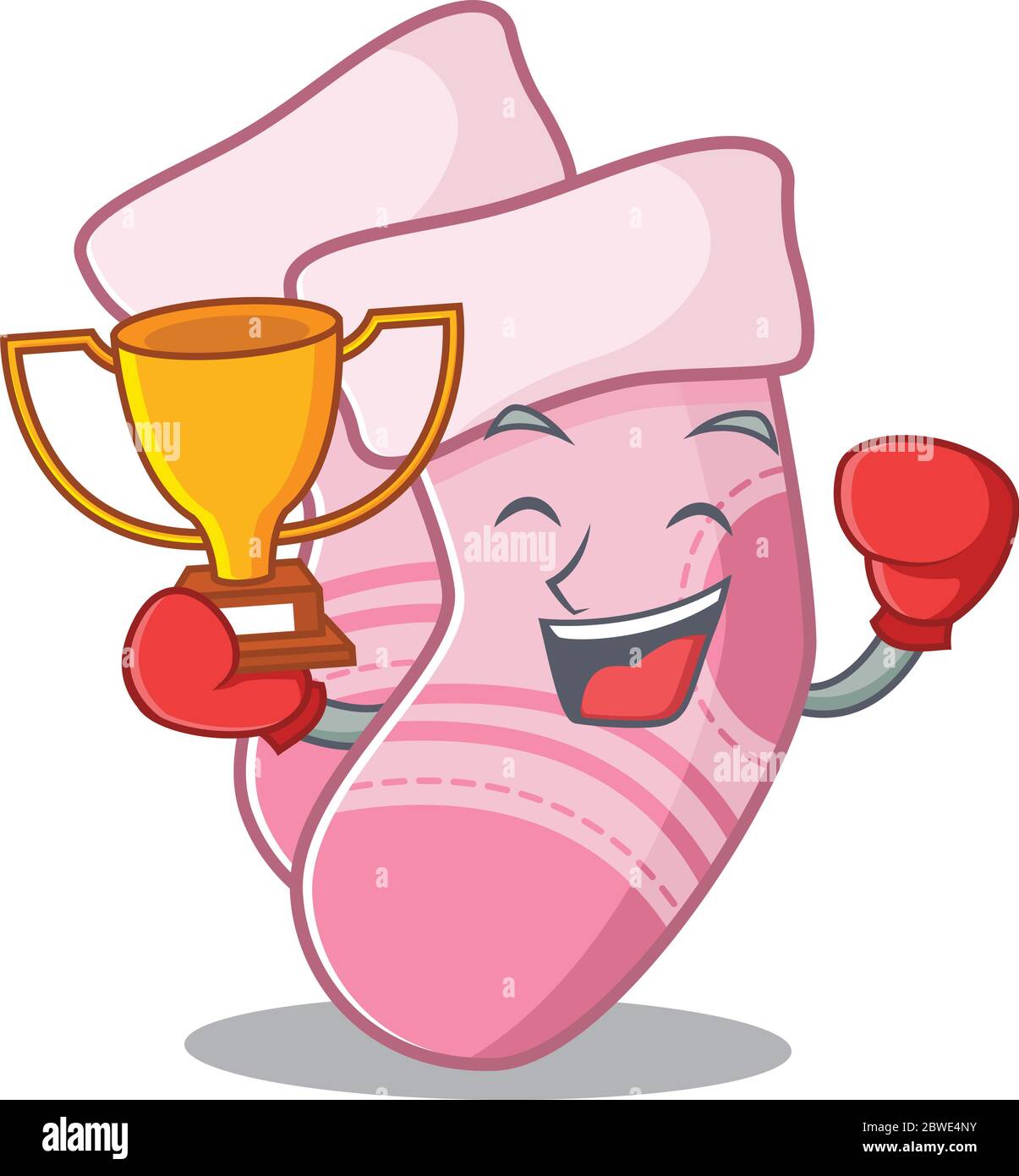 An elegant boxing winner of baby socks caricature design concept Stock ...