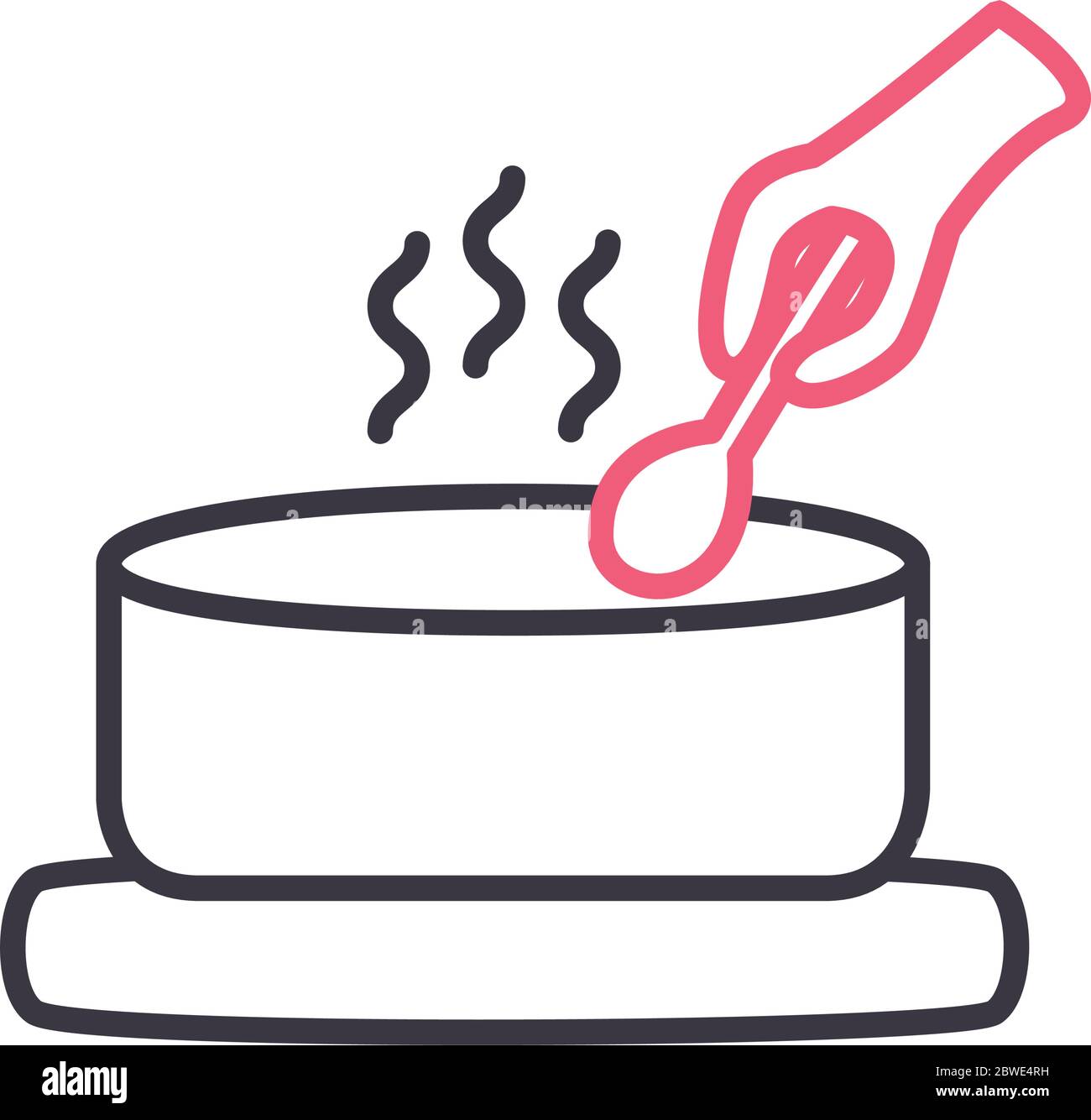 Hand with spoon and pot line style icon vector design Stock Vector ...
