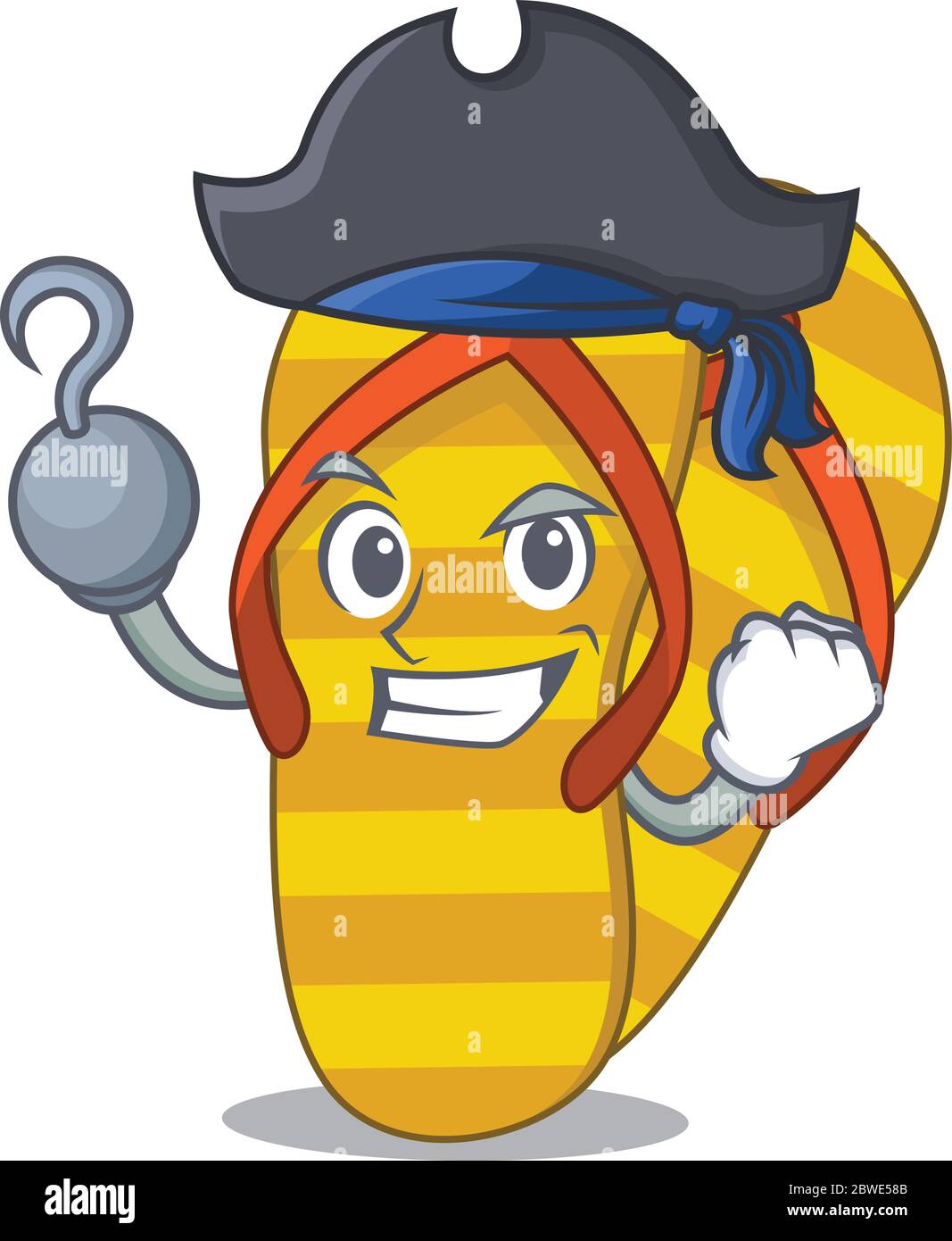 Flip flops cartoon design in a Pirate character with one hook hand ...