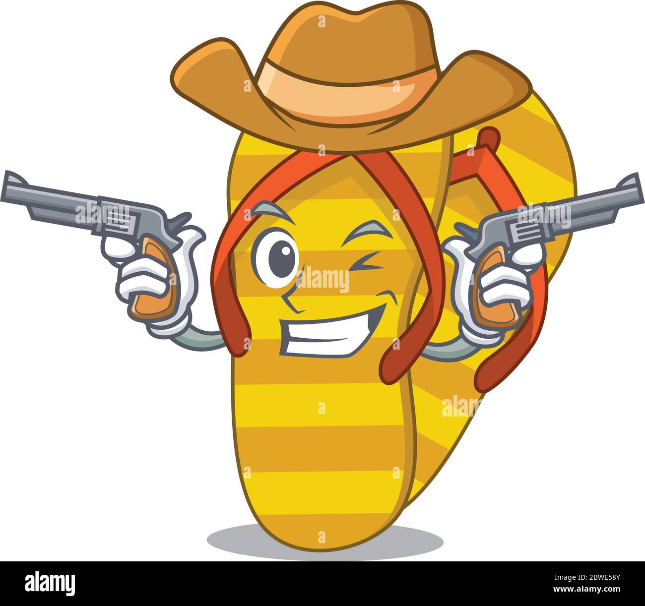 Cartoon character cowboy of flip flops with guns Stock Vector Image ...