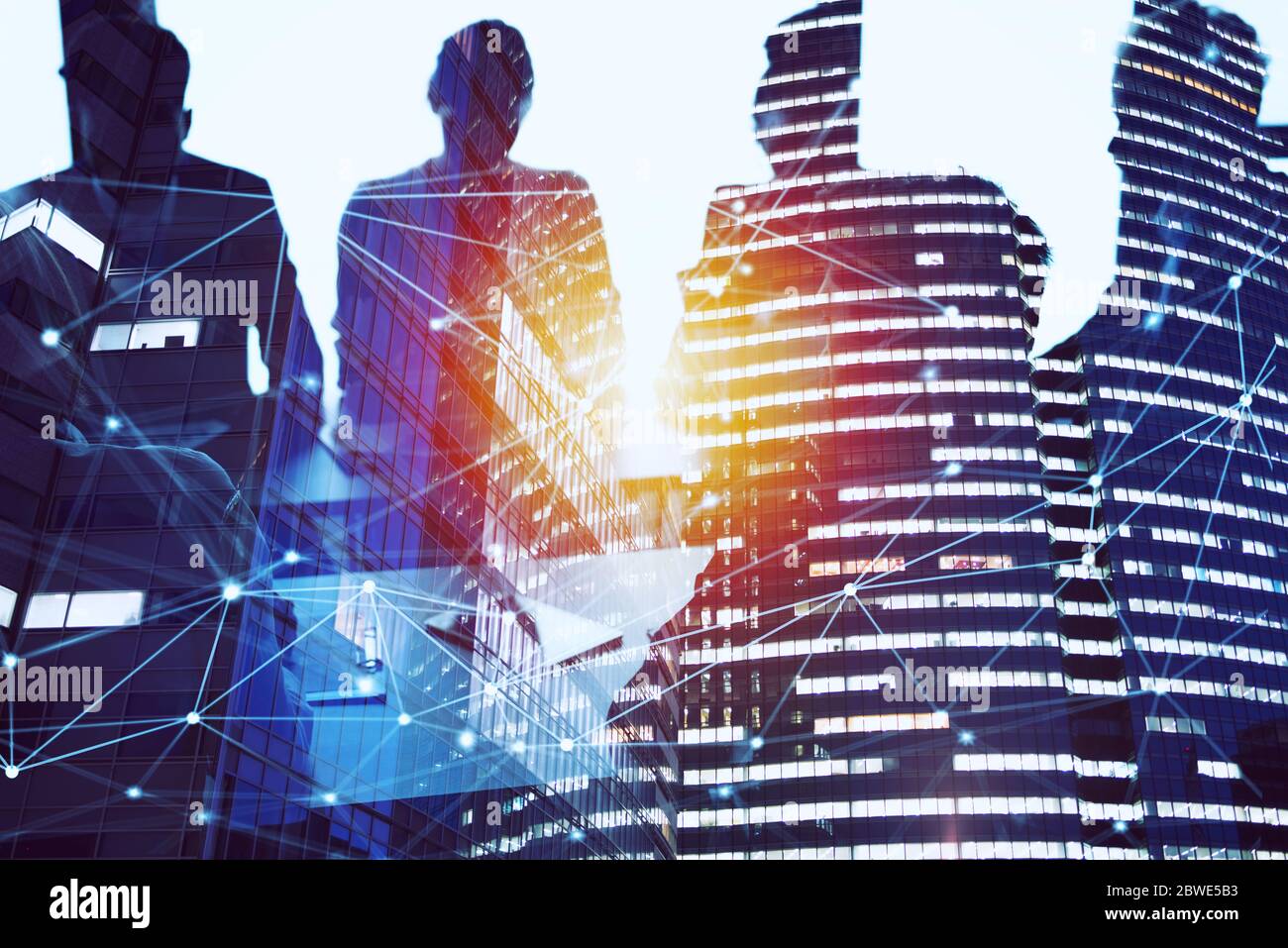 Business people collaborate together in office. Internet connection ...