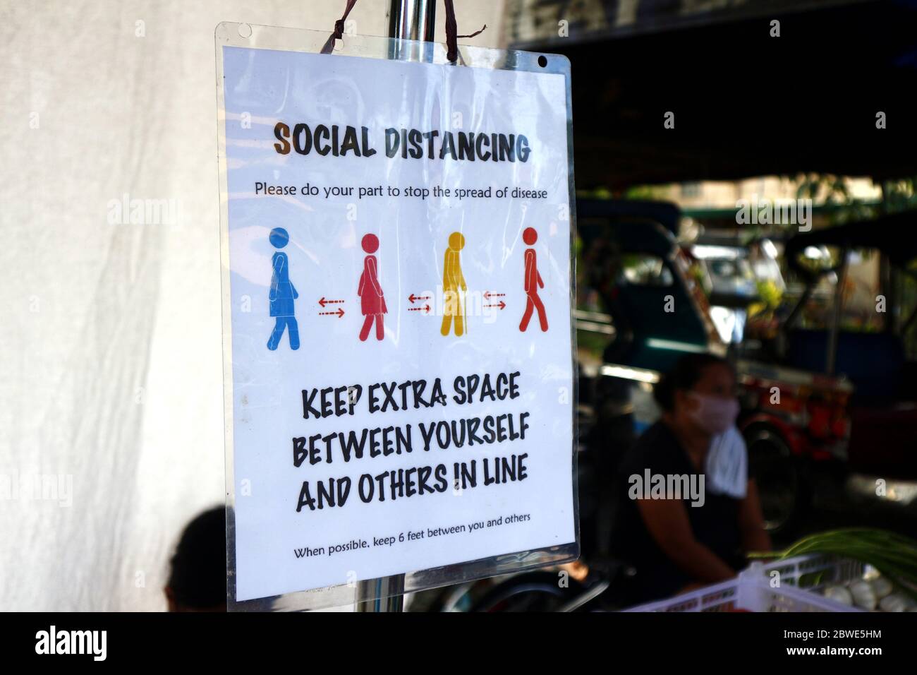 Antipolo City, Philippines - June 1, 2020: Social Distancing signage at ...