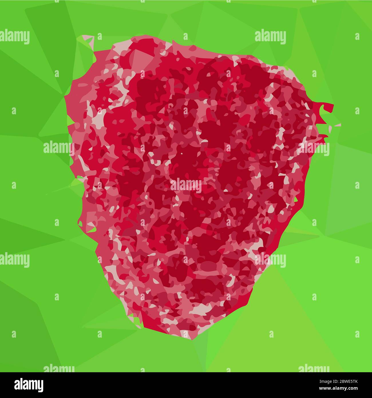 low poly art raspberry. Berry drawn by polygons. Vector illustration ...