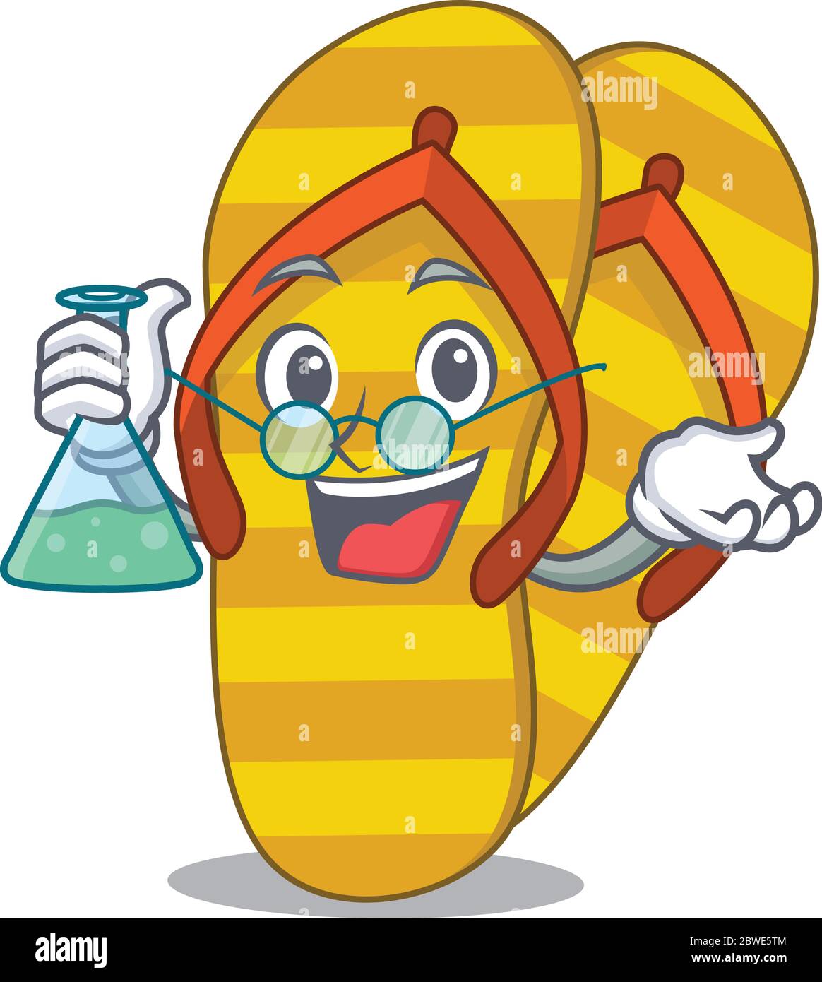 caricature character of flip flops smart Professor working on a lab ...