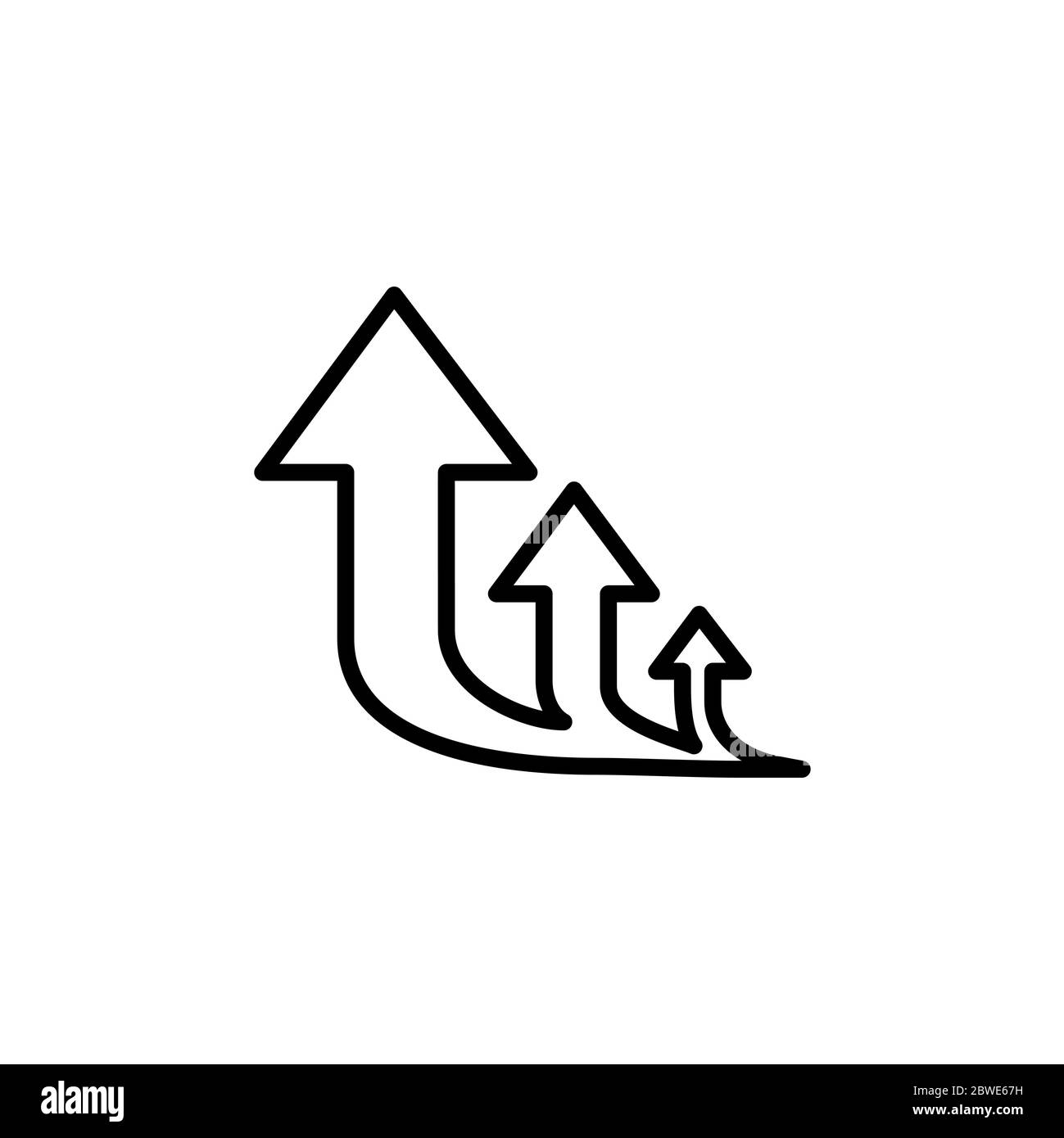 Three Arrow Sign Direction One way. Flat Line Road Direction Black ...