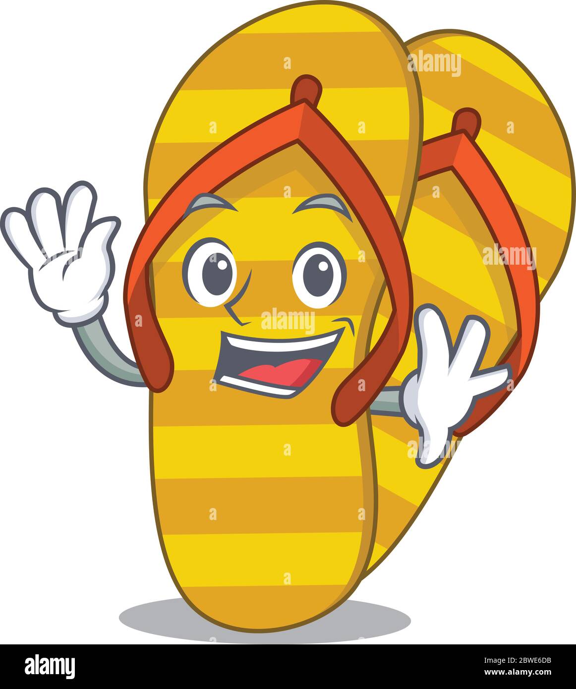 A charming flip flops mascot design style smiling and waving hand Stock ...