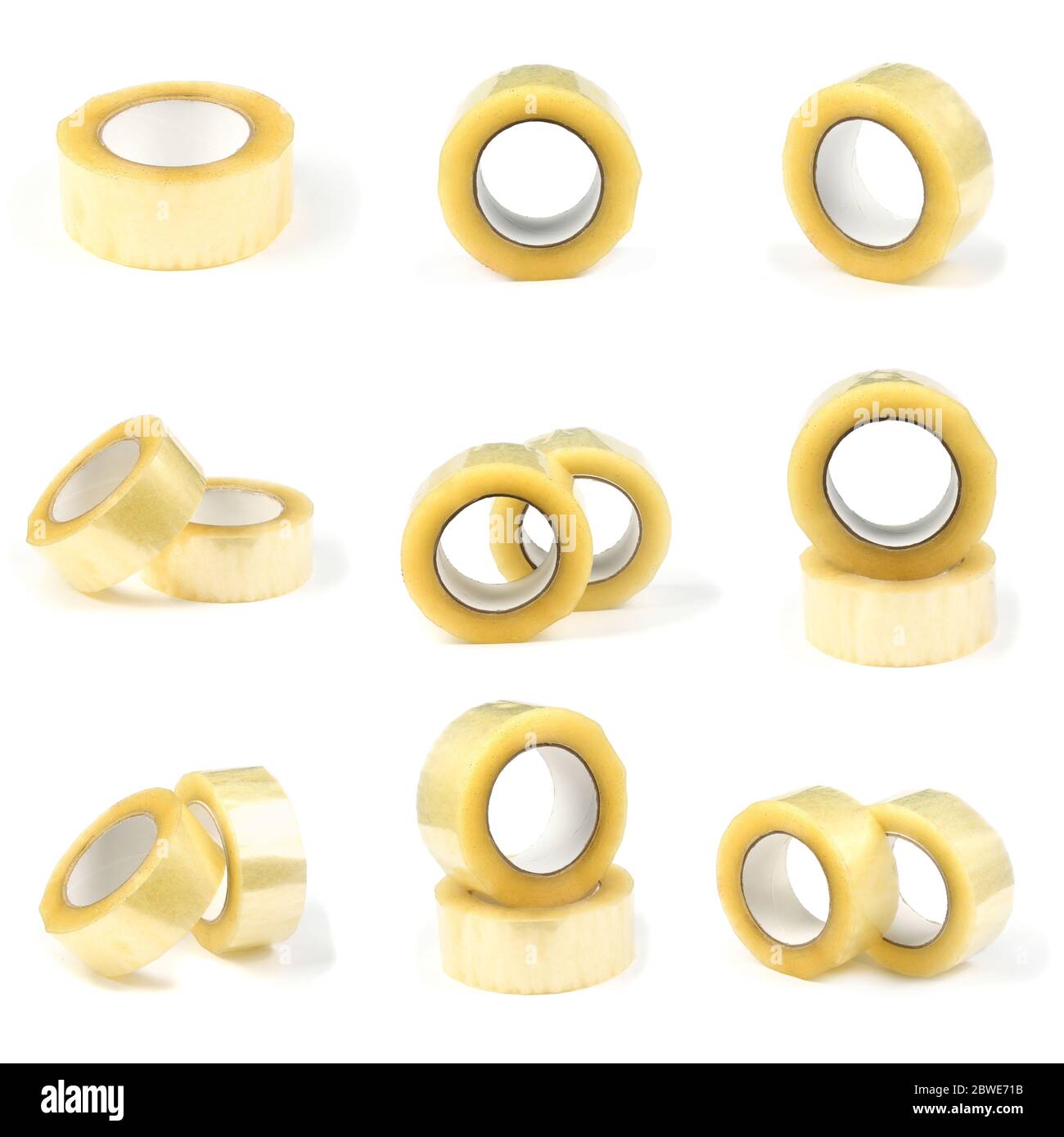 Nine Roll of adhesive tape isolated on white background. High ...